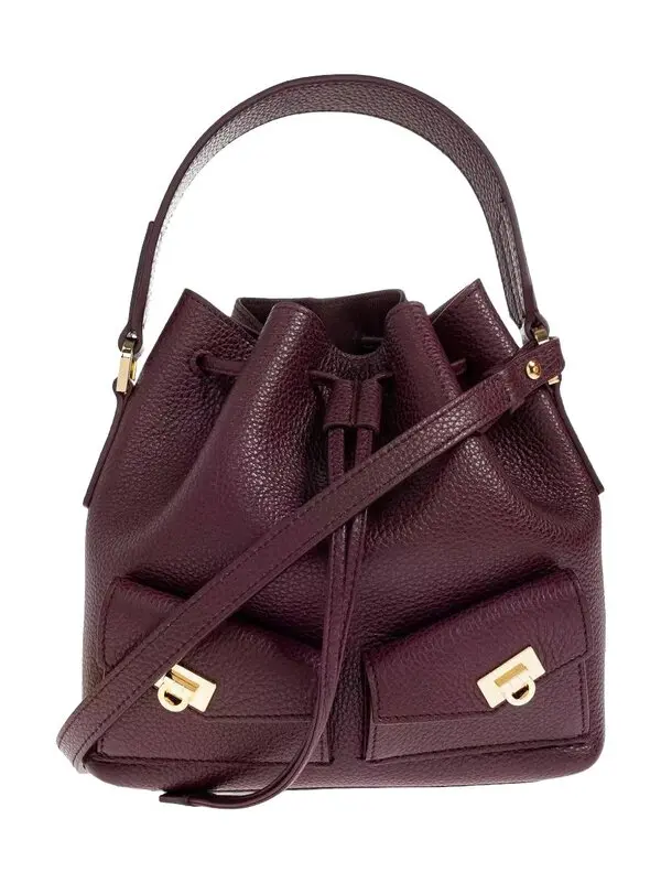 FERRAGAMO Leather Bucket Bag - Red