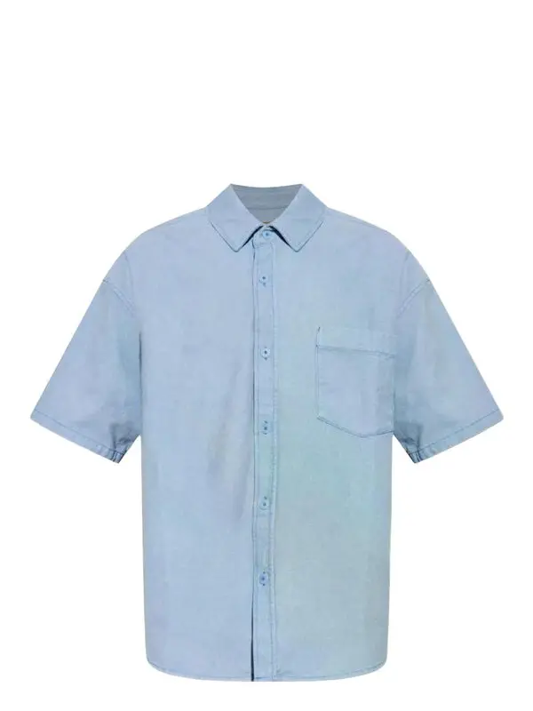 American Vintage Short-sleeve Chest-pocket Shirt - Blue