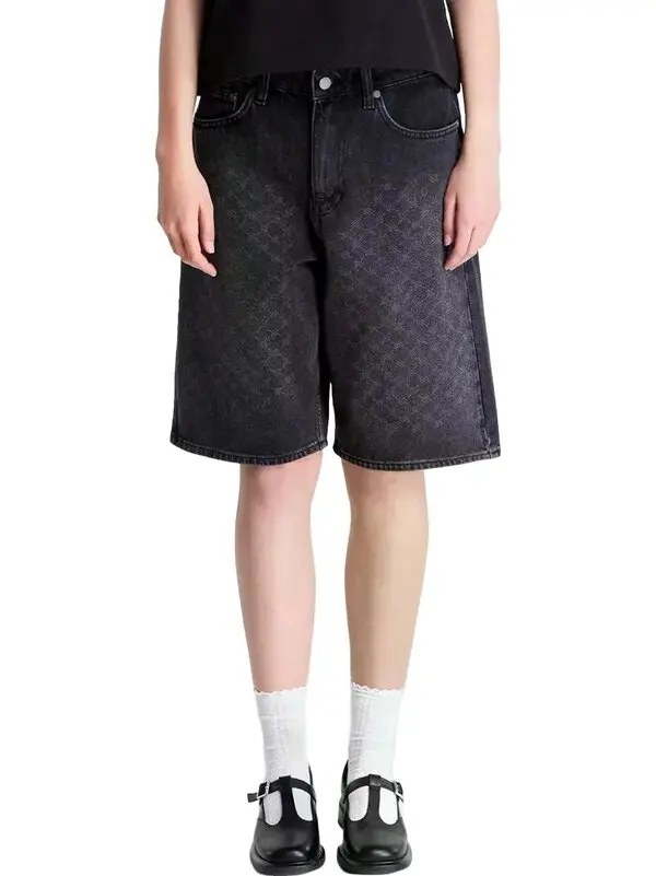 DAILY PAPER Monogram-pattern Denim Shorts - Black