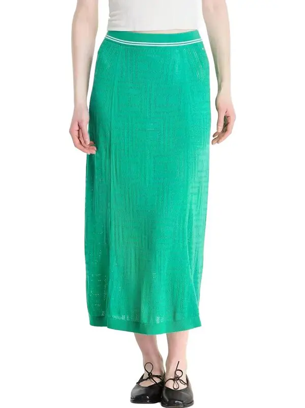Tommy Hilfiger Monogram Knit Midi Skirt - Green