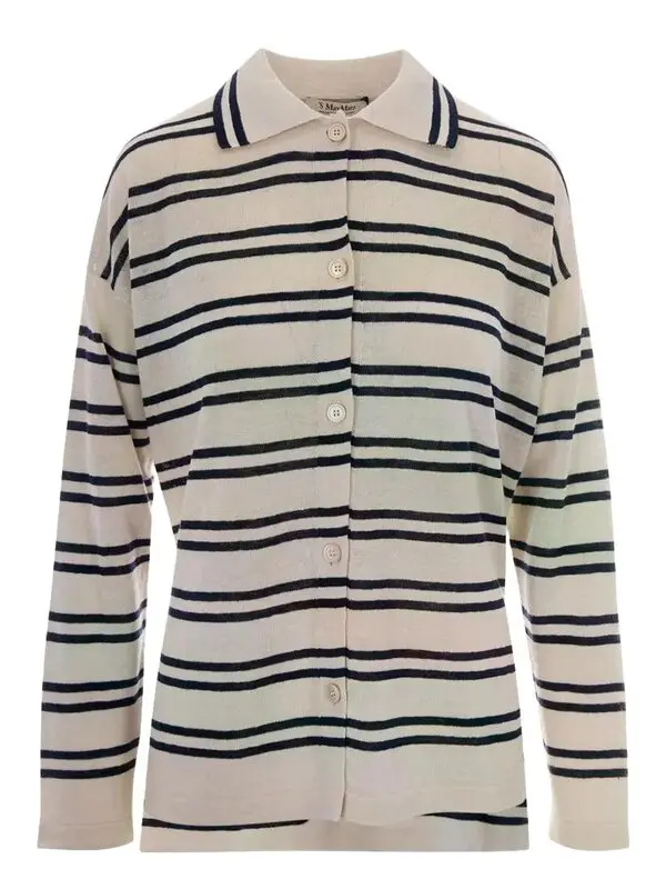 Max Mara Striped Linen Cardigan - Neutrals