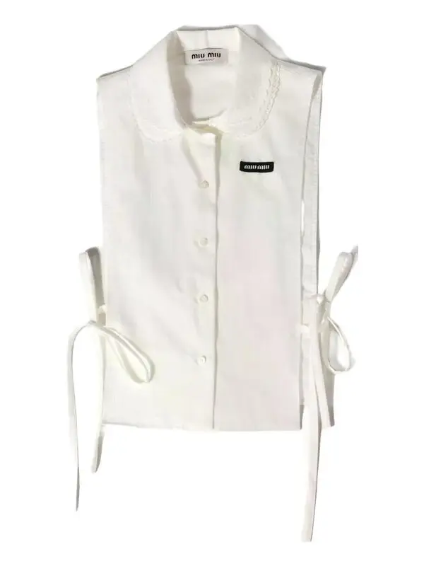Miu Miu Slubbed Poplin Side-tie Shirt - White
