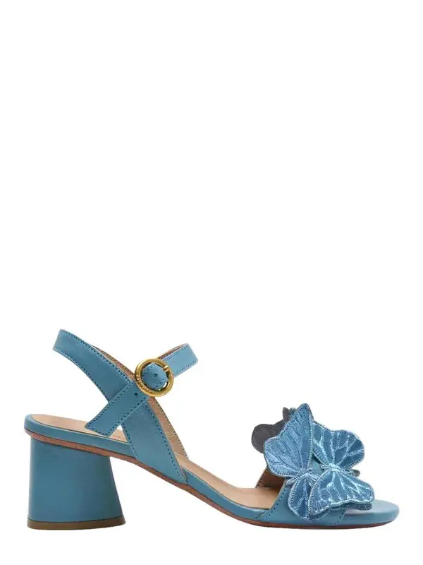 Malìparmi Butterfly-appliqué Leather Sandals - Blue
