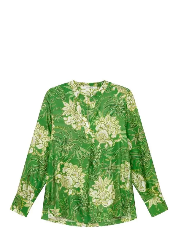 Malìparmi Floral-print Silk Tunic - Green