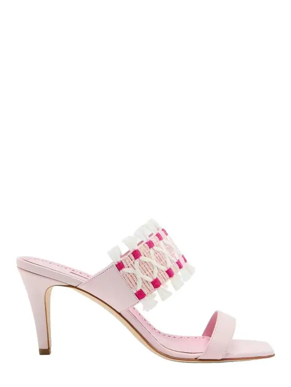 Manolo Blahnik Efeso Fringed Woven-strap Sandals - Pink