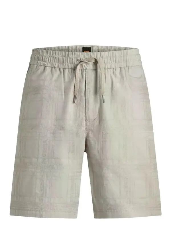 BOSS Checked Shorts With Drawstring Waist - Neutrals