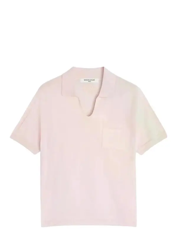 Maison Kitsuné Fine-knit V-neck T-shirt - Pink