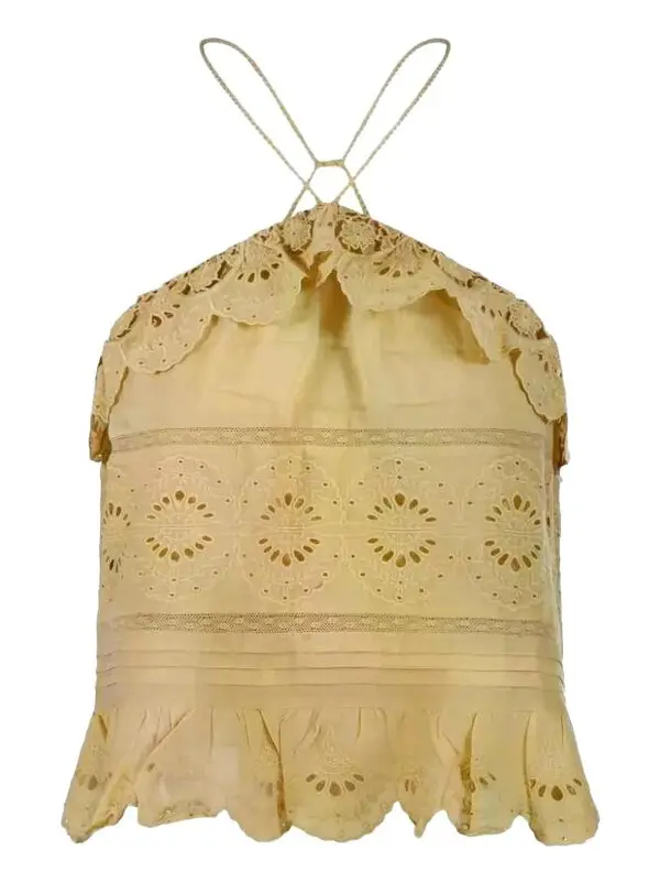 TOM FORD Broderie-anglaise Ruffled Blouse - Yellow
