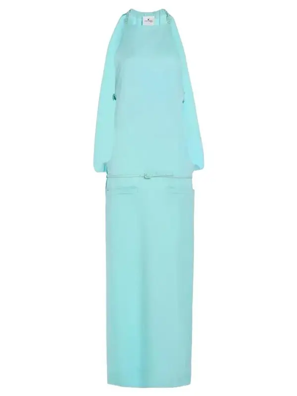 COURREGES Belted Cut-out Maxi Dress - Blue