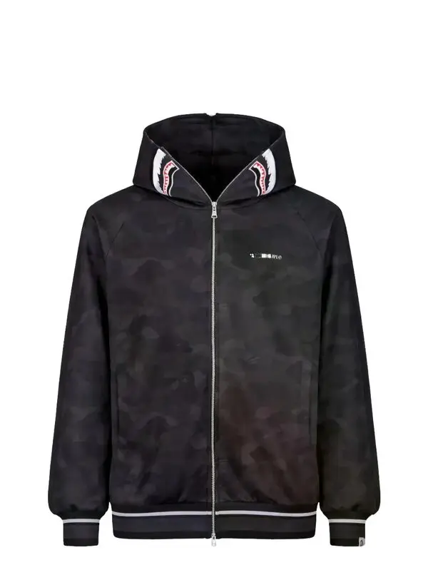A BATHING APE Shark Camouflage-pattern Hoodie - Black