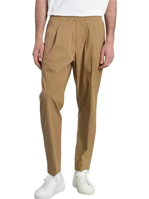 LOW BRAND Pleated Elasticated-waistband Trousers - Neutrals
