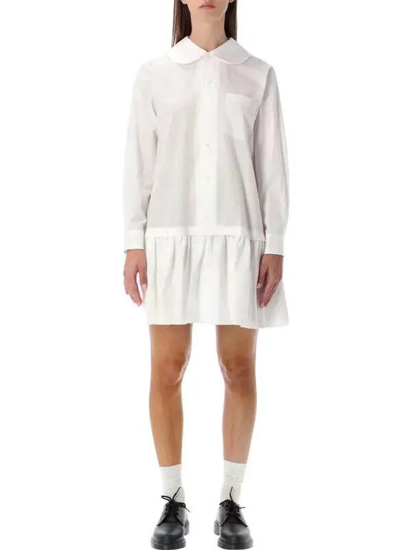 Comme Des Garçons Ruffled Peter Pan-collar Mini Dress - White
