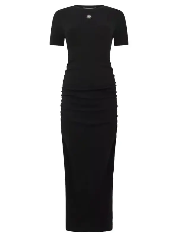 Philipp Plein Logo-patch Maxi Dress - Black