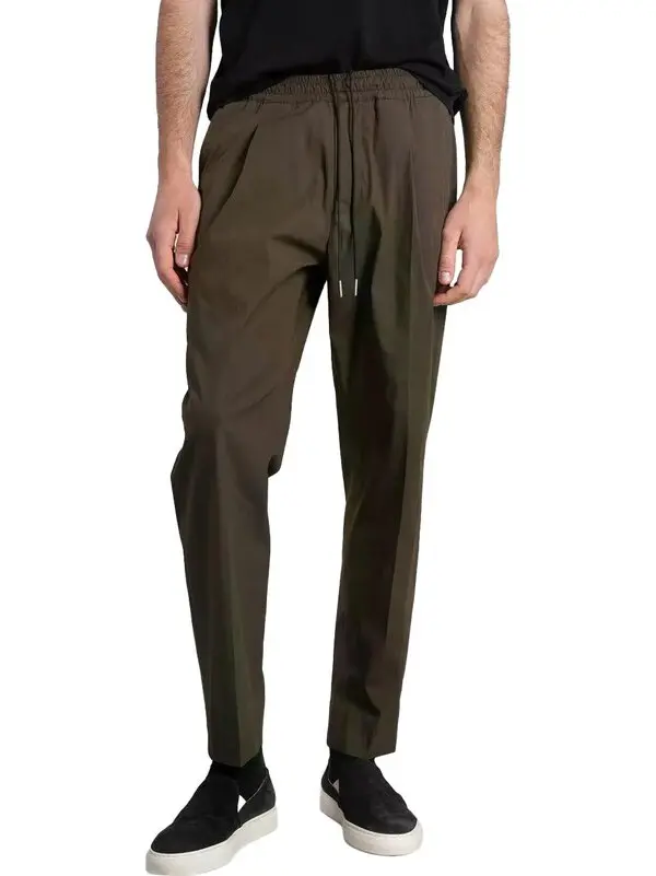 LOW BRAND Tokyo Drawstring-waist Pleated Trousers - Green