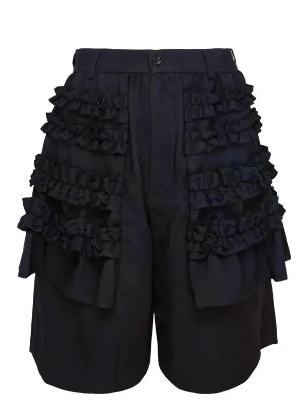 Comme Des Garçons Ruffled Tiered Shorts - Blue
