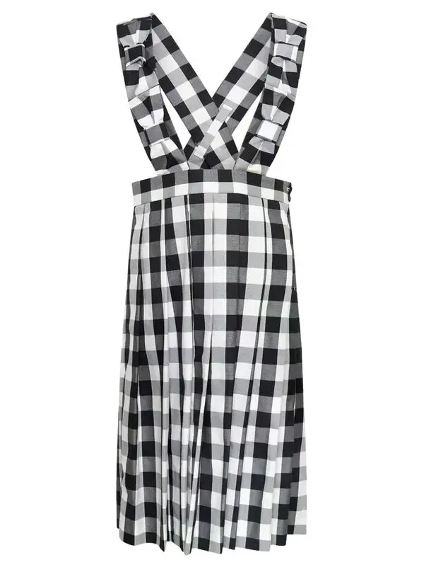 Comme Des Garçons Gingham-check Ruffled Midi Dress - Black
