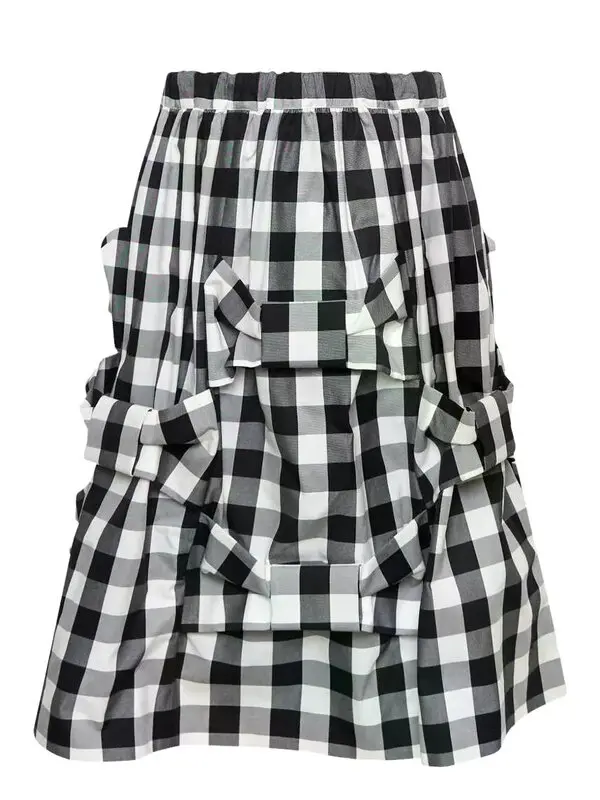 Comme Des Garçons Gingham Skirt With Bow Detail - Black