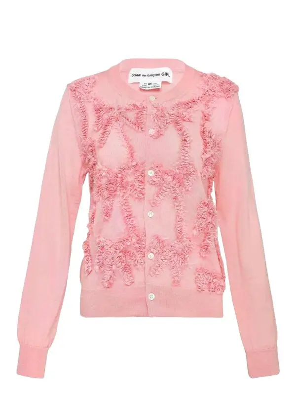 Comme Des Garçons Embroidered Wool Cardigan - Pink