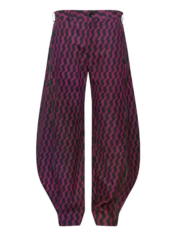 Comme Des Garçons Wave-print Loose Fit Jeans With Zip Detail - Purple