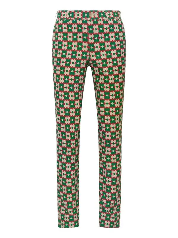 Comme Des Garçons Geometric-print Trousers - Green