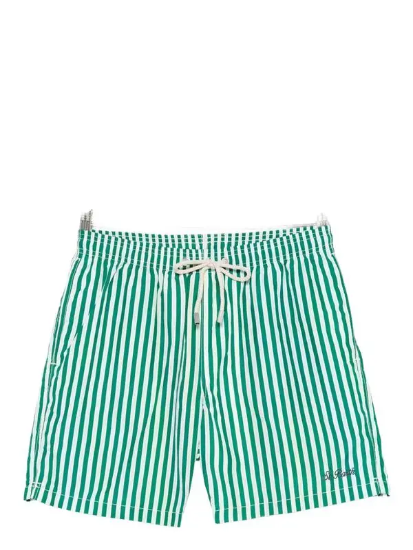 MC2 SAINT BARTH Striped Drawstring Swim Shorts - Green