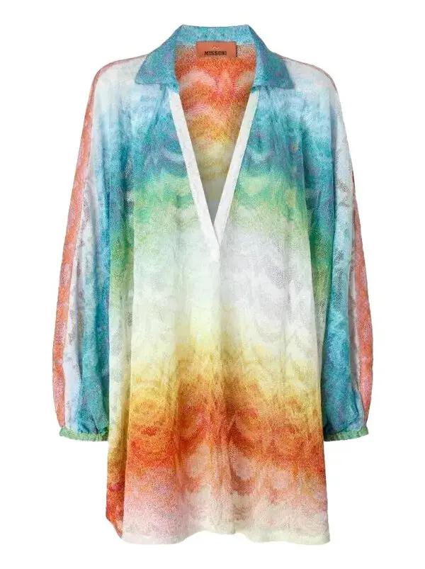 Missoni Long Sleeve V-neck Kaftan - Blue
