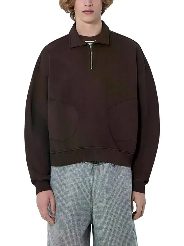 BRAIN DEAD Half-zip Collared Sweater - Brown