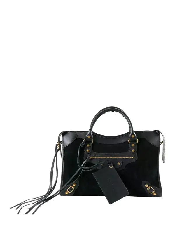 Balenciaga Le City Bag Medium Suede-panelled Tote Bag - Black