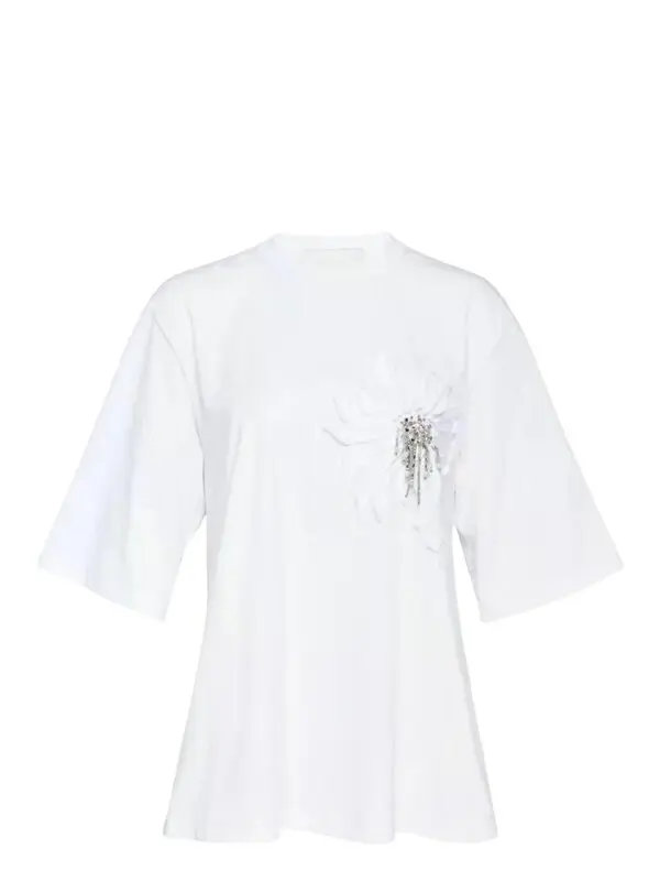3.1 Phillip Lim Trapeze Floral-applique T-shirt - White