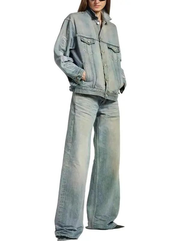 Balenciaga Lettering Denim Jacket - Blue