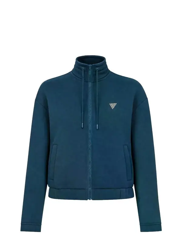 Guess Logo-studded Zip-up Hoodie - Blue