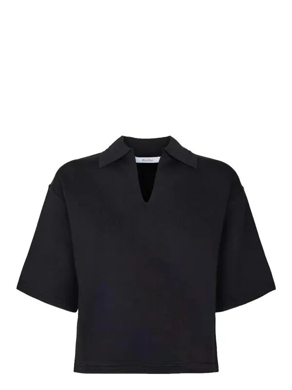 Max Mara Split-neck Short-sleeve Top - Black