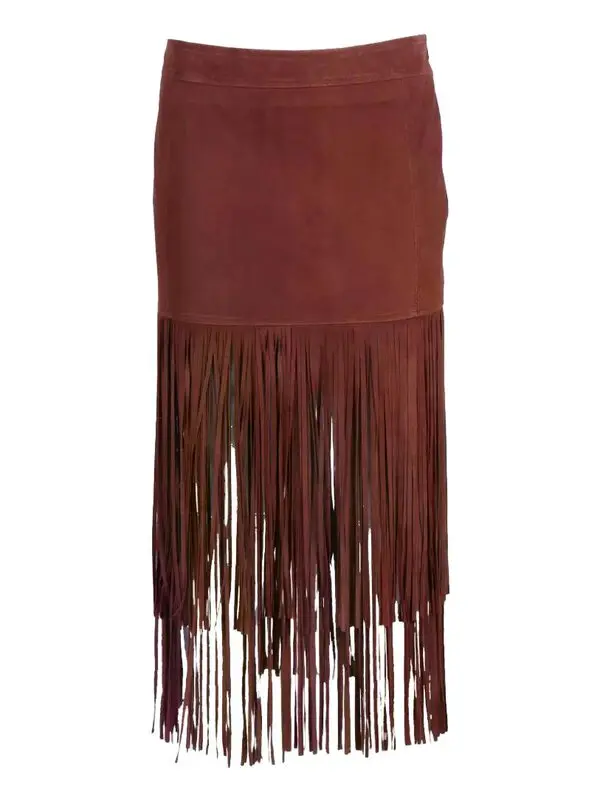 Ermanno Scervino Fringe-trim Suede Skirt - Brown