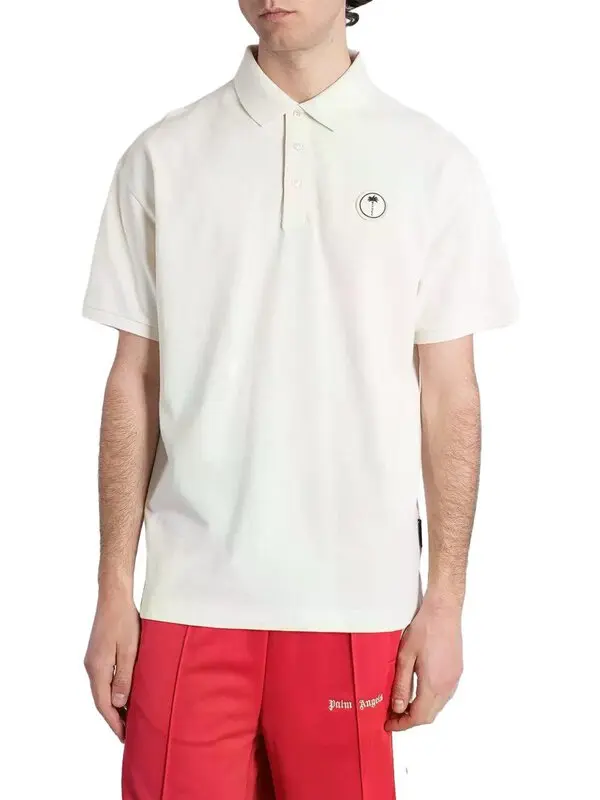 Palm Angels Logo-patch Polo Shirt - Neutrals