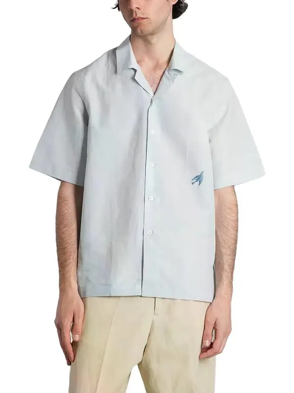 Paul Smith Bird-embroidered Short-sleeve Shirt - Blue