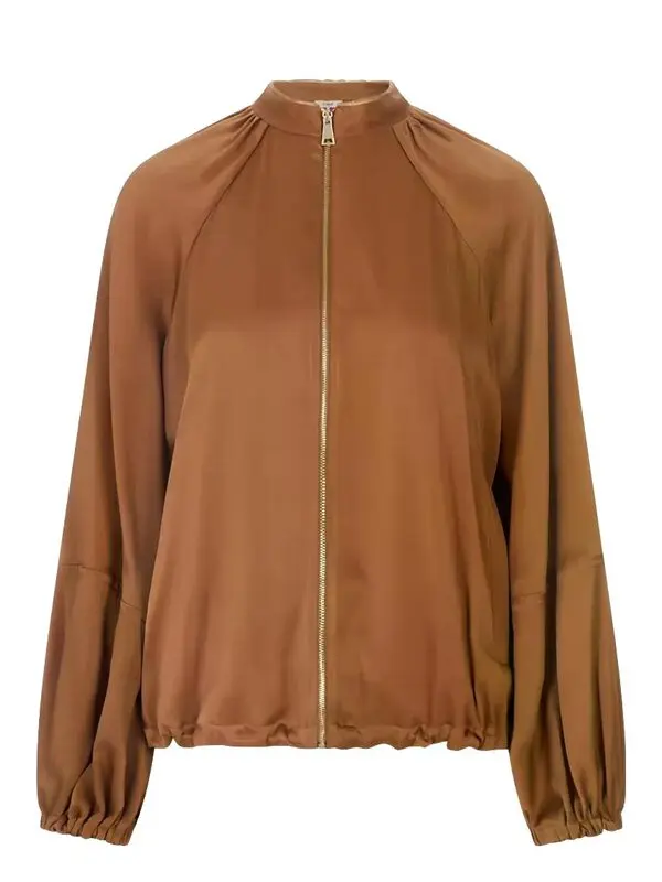 Fabiana Filippi Pleated-sleeve Zip-up Jacket - Brown
