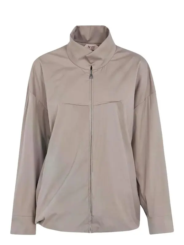N°21 High-neck Zip-up Bomber Jacket - Neutrals