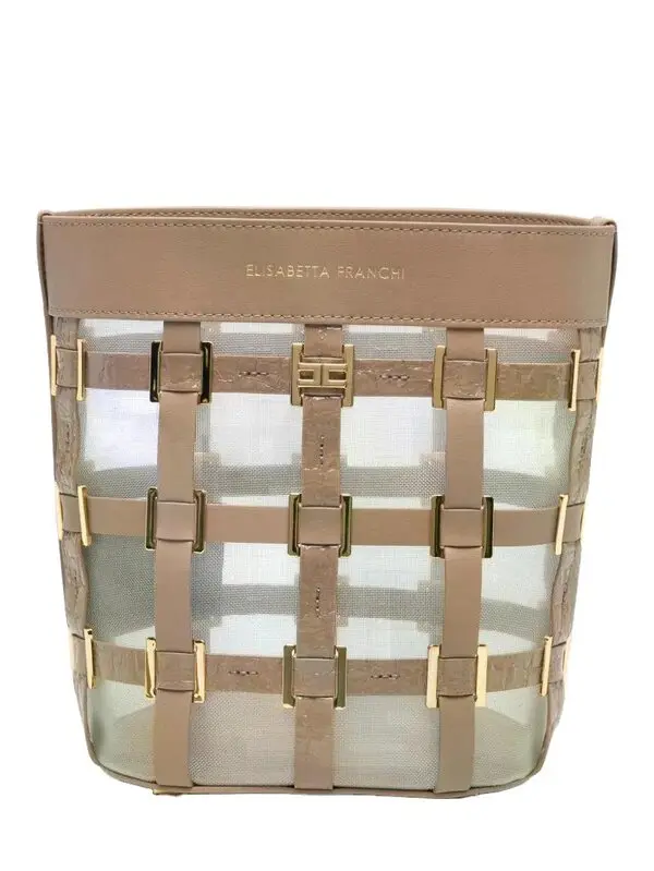 Elisabetta Franchi Logo Detail Bucket Bag - Neutrals