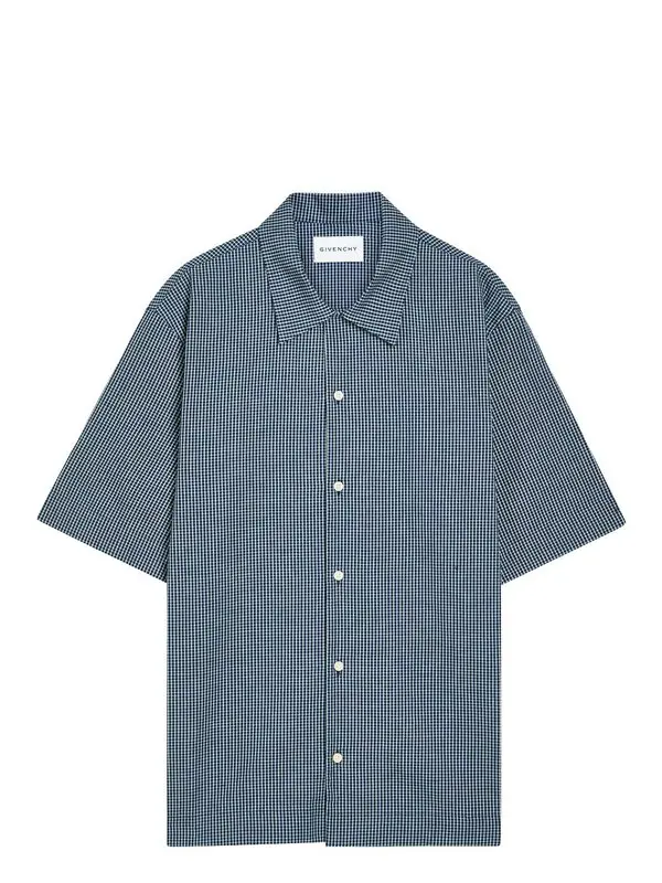 Givenchy Logo-appliquéd Checked Cotton Shirt - White And Blue
