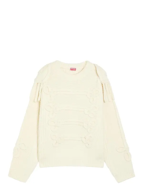 Kenzo Fisherman Cable-knit Wool-blend Jumper - Off White