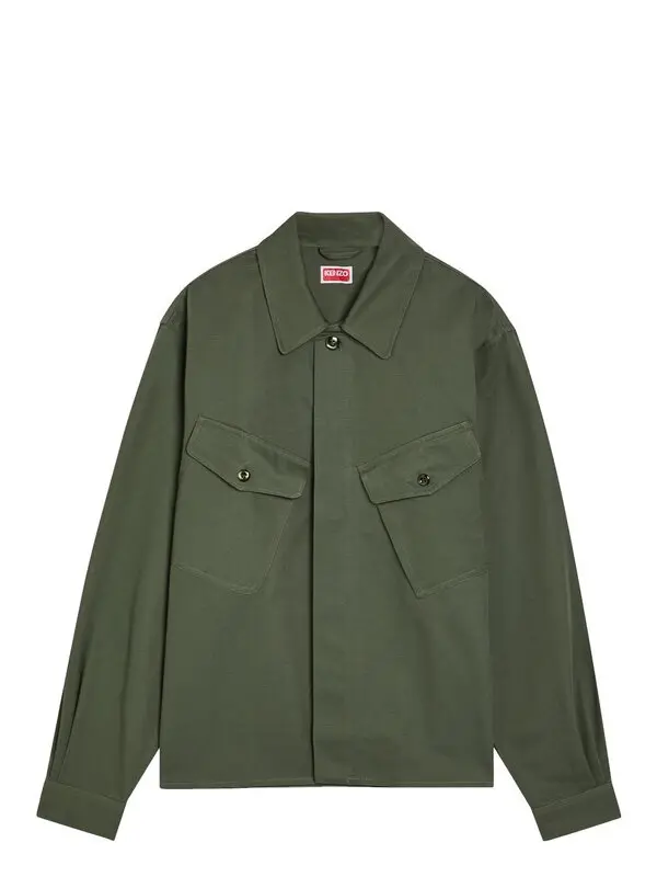 Kenzo Cotton-twill Overshirt - Khaki