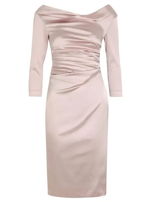 Talbot Runhof Gathered Satin Midi Dress - Pink