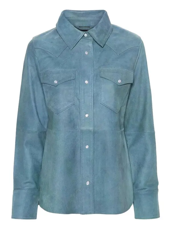 STAND STUDIO Western Leather Shirt - Blue