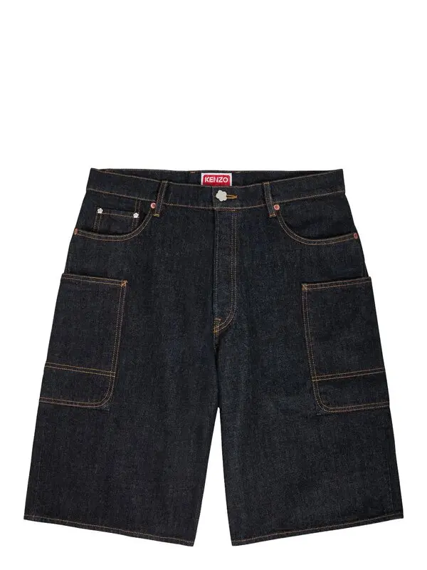 Kenzo Cargo Denim Shorts - Dark Blue