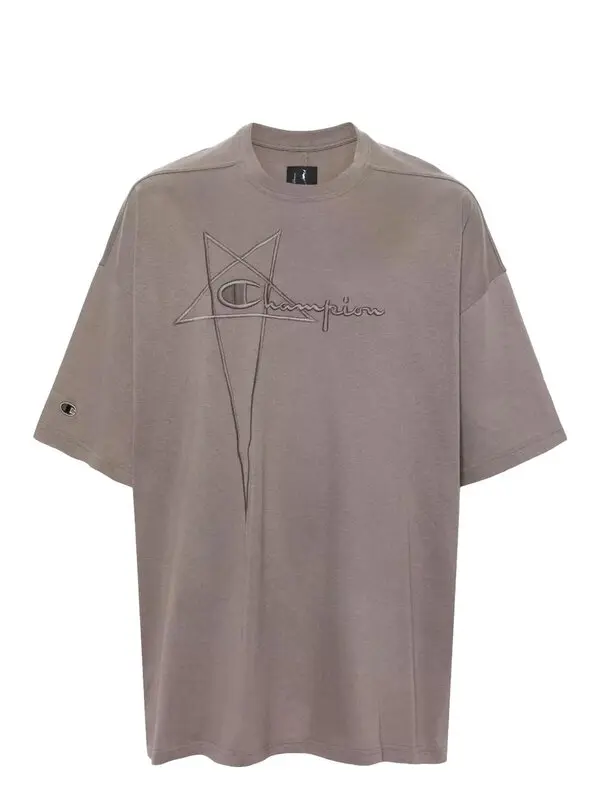 Rick Owens Logo-embroidered Cotton T-shirt - Grey