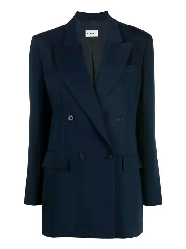 P.a.r.o.s.h Double-breasted Wool Blazer With Peak Lapels - Blue