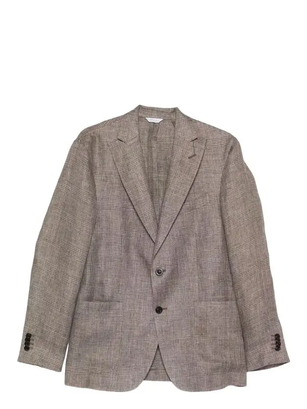 Boglioli Prince Of Wales Check Linen Blazer - Neutrals
