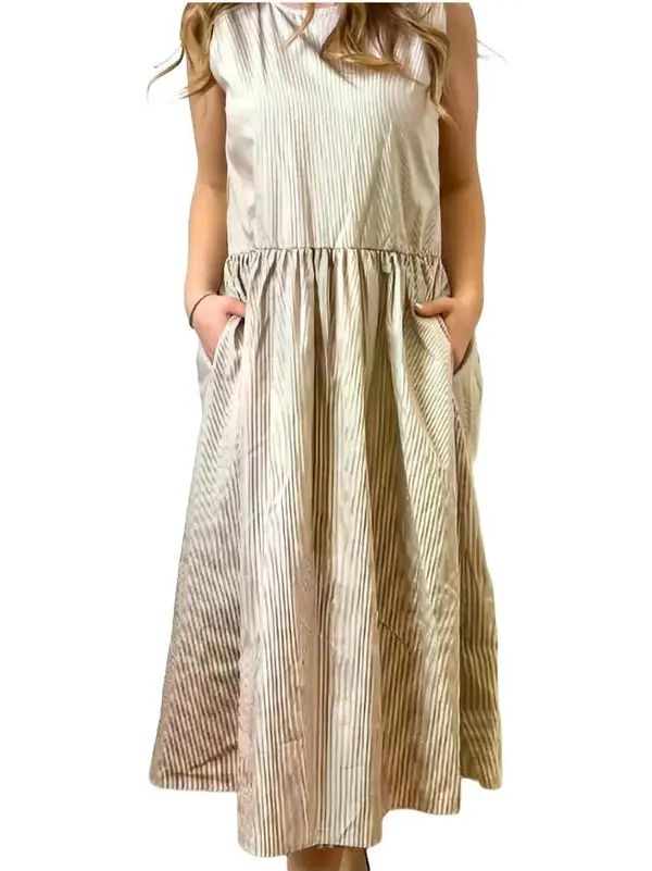 Marella Striped Sleeveless Midi Dress - Neutrals