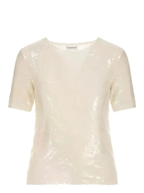 P.a.r.o.s.h Sequin-embellished Short-sleeve T-shirt - Neutrals