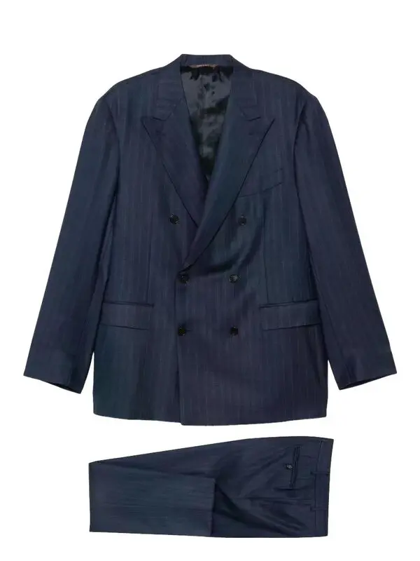 Canali Double-breasted Pinstripe Suit - Blue